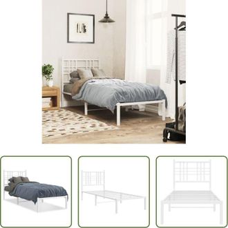 vidaXL vidaXL Stahlbett - Metallbett ohne Matratze mit Kopfteil Wei&szlig; 75x190 cm