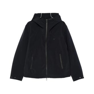 Emporio Armani Homme, Vestes, Bleu, Taille: M Blouson en nylon avec capuche et zips thermosoud&eacute;s