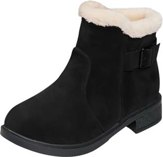 Generic Bottes dhiver confortables &agrave; enfiler pour femme - Style d&eacute;contract&eacute; - Couleur unie - Doublure en polaire - Talon bas et &eacute;pais - Confortables - Chaudes