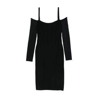 MUGLER Elegantes Midi-Kleid mit Off-Shoulder-Stil - - Dresses - Damen - Schwarzk - M