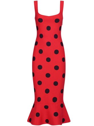 Marni robe mi-longue &agrave; pois - Rouge
