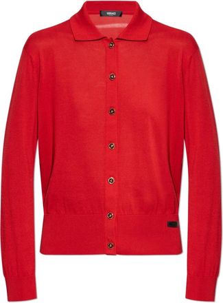 Versace Femme, Pulls, Rouge, Taille: 34 FR Logo Cardigan