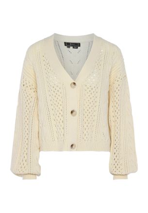Faina Strickjacke Damen Wollwei&szlig;