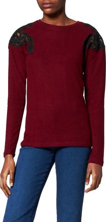 Nafnaf Damen PATCHY ML t Shirt, Bordeaux Chine, M