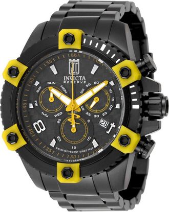 Invicta Jason Taylor 51294 Herrenuhr - Quarzwerk - Edelstahl mit schwarzem Zifferblatt - 50 mm