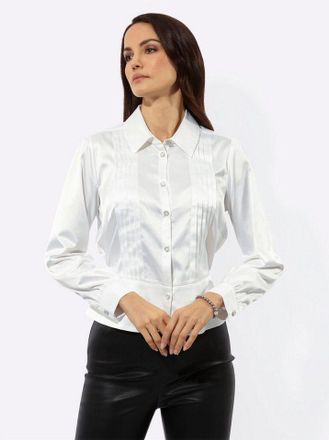 Cr&eacute;ation L Klassische Bluse Satin-Bluse Langarm