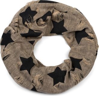 styleBREAKER Schlauchschal Loop Schal mit Sterne und Punkte Muster