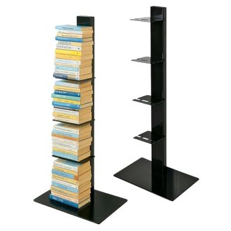 Radius Design Booksbaum Single Stand Klein Schwarz - Standregal aus pulverbeschichtetem Stahl, 90 cm hoch, platzsparendes Bücherregal mit Fuß & Einlegeböden,
