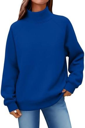 Generic Sweatshirts pour femmes UK Sweatshirt de couleur unie surdimensionn&eacute; haut col rond manches longues automne hiver d&eacute;contract&eacute; confortable automne mode 