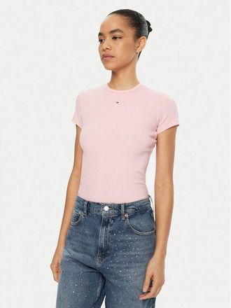 Tommy Jeans T-Shirt Essential DW0DW17383 Rosa Slim Fit