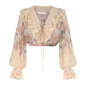 Zimmermann Femme, Blouses et Chemises, Multicolore, Taille: 40 FR Rebellion Lace-Up Blouse