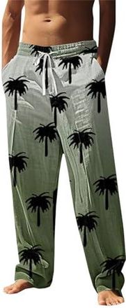 Generic Pantalon d&eacute;t&eacute; en lin pour homme - Pantalon de jogging baggy pour les vacances, la plage, le quotidien - Pantalon de surv&ecirc;tement &eacute;l&eacute;gant - Respirant - 