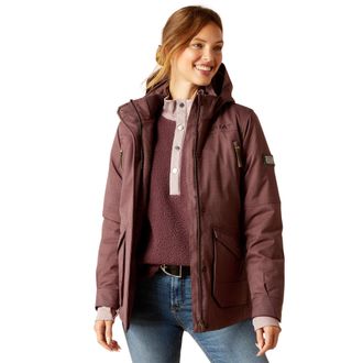 Ariat Womens Sterling Waterproof Insulated Parka Jacket Long Sleeve in Raisin, Size Medium, by Ariat