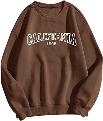 Generic Sweat-shirt californien confortable couleur pour femme, vêtements universitaires vintage californiens 1988, vêtements imprimés Los Angeles surdimensio