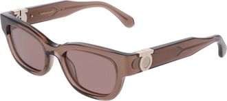 Ferragamo Lunettes de soleil rectangulaires - Femme - Accessoires - Brun - Taille: 52 MM