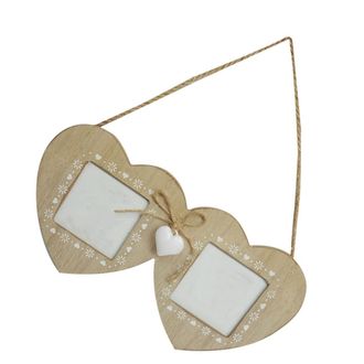 Valiclud Herzf&ouml;rmiger Holz Bilderrahmen Wandh&auml;nger 26x13,2cm mit Clips Fotodekoration f&uuml;r Hochzeit Geburtstag Wohnraum