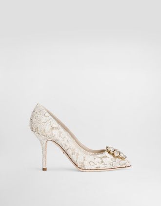 Dolce & Gabbana Pumps Aus Taormina-spitze Mit Kristallen - Frau Pumps Und Slingbacks Grau Spitze 35.5