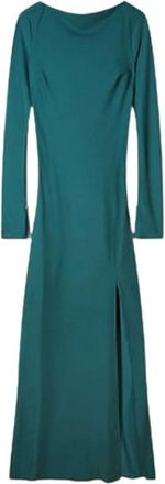Patrizia Pepe Femme, Robes, Vert, Taille: 36 FR Longue Robe Stretch avec Fente