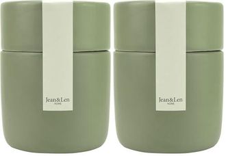 Jean & Len Aufbewahrungsdose in salbei, aus Dolomit, vielseitige Aufbewahrungsm&ouml;glichkeiten, auch ideal zur Tampon oder Ohrenst&auml;bchen Aufbewahrung, Keramikdose m