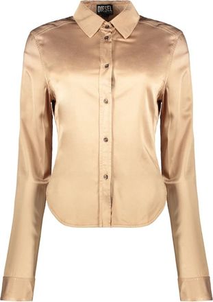 Diesel Femme, Blouses et Chemises, Jaune, Taille: 38 FR Chemise &eacute;l&eacute;gante en satin