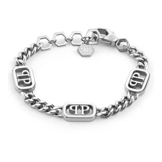 Philipp Plein Homme, Accessoires, Gris, Taille: ONE Size Plein Lettering Bracelet