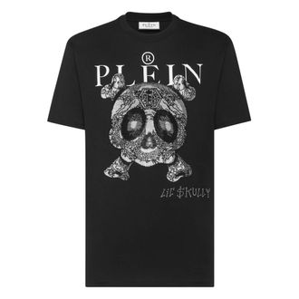 Philipp Plein Homme, Tops, Noir, Taille: 3XL T-Shirt Col Rond Lil Monsters Gang