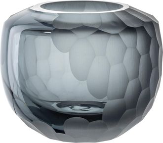 Leonardo Bellagio Tischvase - Vase aus hochwertigem Glas mit Struktur außen - Handarbeit - Höhe 10 cm, Durchmesser 11 cm - Anthrazit, 036444