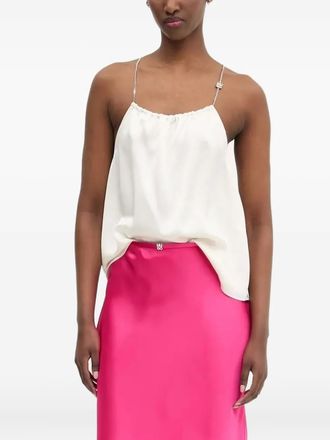 HUGO BOSS caraco en satin à détail de chaîne - Blanc