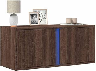 vidaXL Vidaxl - Meuble tv mural avec lumi&egrave;res led ch&ecirc;ne marron 80x31x35 cm