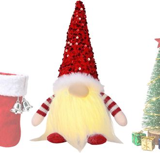 Generic Weihnachtszwerge Dekorationen - 30 cm batteriebetriebene Figur, mit Pailletten-Akzent, festliches skandinavisches Ornament, Pl&uuml;sch handgemachte Statue