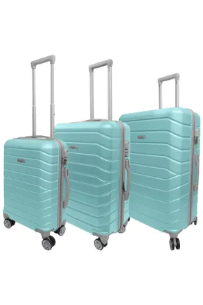 Novel Reisekofferset, Hellblau, Metall, Kunststoff, Textil, 3-teilig, Zahlenschloss, höhenverstellbarer Teleskopgriff, 360°-Rollensystem