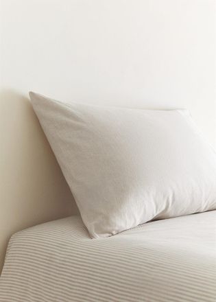 Mango Housse de coussin enfant en coton et lin &agrave; rayures 50x75cm sable - Home - 50x75cm - MANGO HOME
