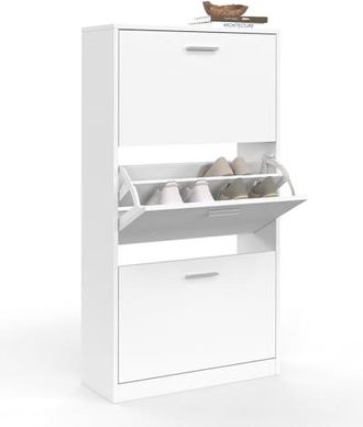 IDMarket Meuble &agrave; Chaussures 18 Paires KLARK 3 Portes Blanc