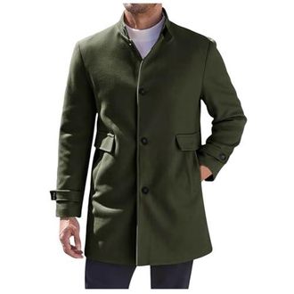 Generic Manteau Homme Hiver Long,Produit masculin Manteau dhiver &eacute;l&eacute;gant en laine longue veste mode confortable et chaud pour homme - Classique intemporel et 
