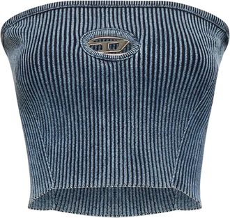 Diesel Femme, Tops, Bleu, Taille: 40 FR Top Intarsia Indigo Blue Sans Manches