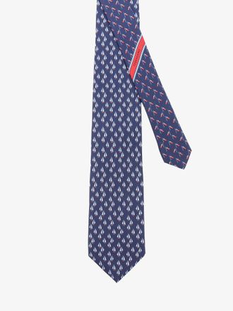 Ferragamo Mens Silk Tie Catamarano Blue Ties & Bow