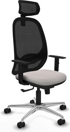 Piqueras y Crespo Cylinanco B&uuml;rostuhl, Wei&szlig;, mit 1D-Armlehnen, h&ouml;henverstellbare Lendenwirbelst&uuml;tze und h&ouml;henverstellbares Kopfteil, Schwarz / Wei&szlig;