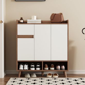 Generic Sideboard Kommode Schuhschrank Modern Grifflos Flurkommode Gro&szlig; mit Massivholzbeinen & Schubladen Anrichte Abgerundet Push-to-Open Storage Cabinet f&uuml;r