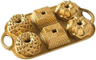 Nordic Ware Moule 6 mini Bundt Geo Gold