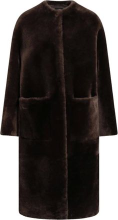 BLANCHA Manteau r&eacute;versible en peau lain&eacute;e Oak - Femme - Vestes - Brun - Taille: 38 FR
