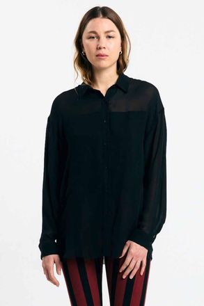 Suite13lab Damen vegan Hemd Samarra Schiffon Schwarz