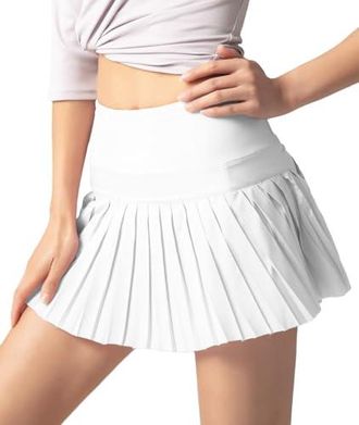 SHEKINI Jupe de Tennis pour Femme avec Poches - Jupe de Sport avec Short intégré - Jupe dété intégrée - Jupe de Course - Jupe de Golf - Jupe de Sport - Jupe d