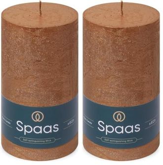Spaas Metallische Stumpenkerze 70/130 mm - bronze (Packung mit 2)