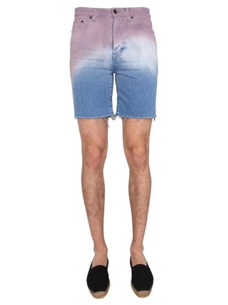 Saint Laurent Degraded Print Cotton Bermuda - Multicolor