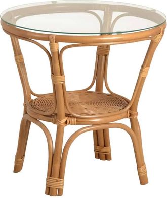MiaM&ouml;bel Couchtisch Rattan 55x56x55 cm Landhausstil Rattan Honig