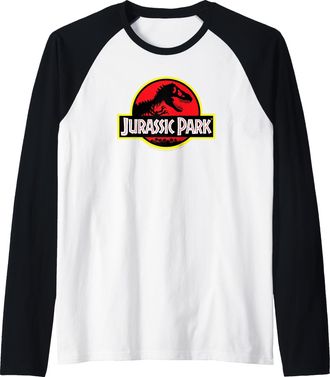 Jurassic Park Red & Yellow Outline Logo Raglan
