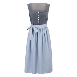 Generic Robe en velours pour femme - Avec tablier Dirndl - &Eacute;l&eacute;gante robe festive en mousseline de soie, gris, 3XL