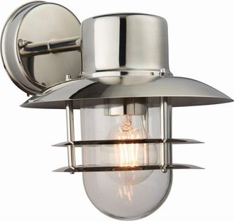 Endon Lighting Jenson - 1 lumière murale extérieure en acier inoxydable poli, verre IP44, E27 - Endon