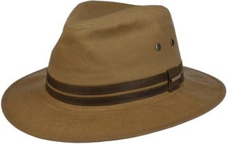 Stetson Chapeau Outdoor Park River Traveller Homme - en Coton avec Bandeau Cuir Automne-Hiver Automne Hiver - XL (60-61 cm) Beige Fonce