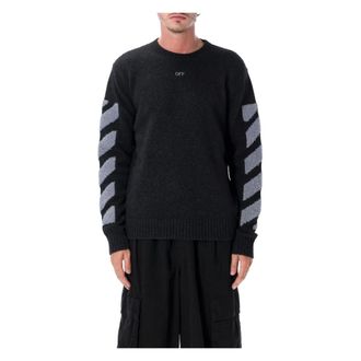 Off-white Homme, Pulls, Gris, Taille: XL Crewneck en maille duveteuse Diag